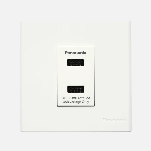 Full Color Wide Series Accessories 1-Gang 2-Device USB-A+A Socket ...